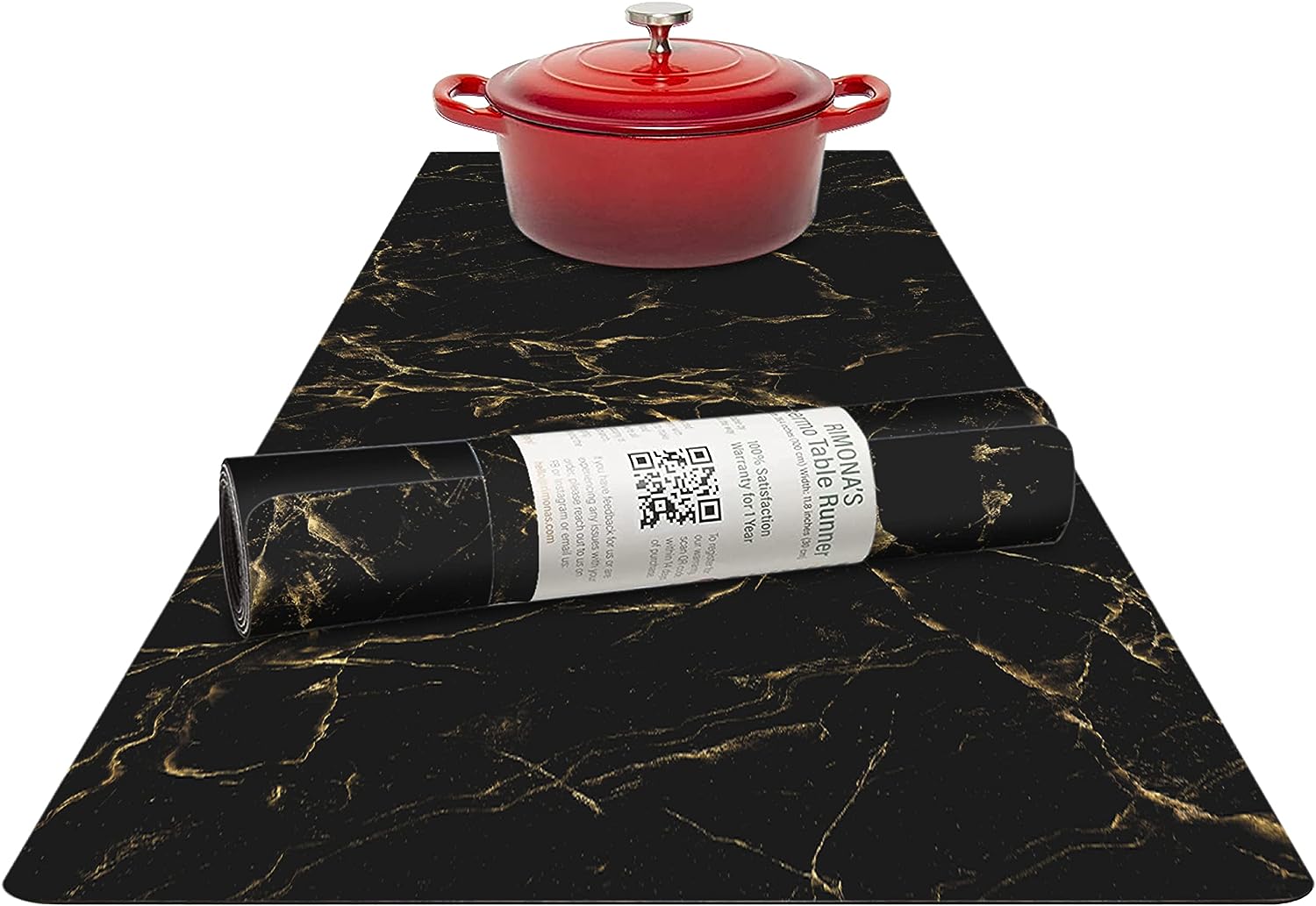 Thermo Heat Resistant Table Trivet Runner (Black Golden Marble ...